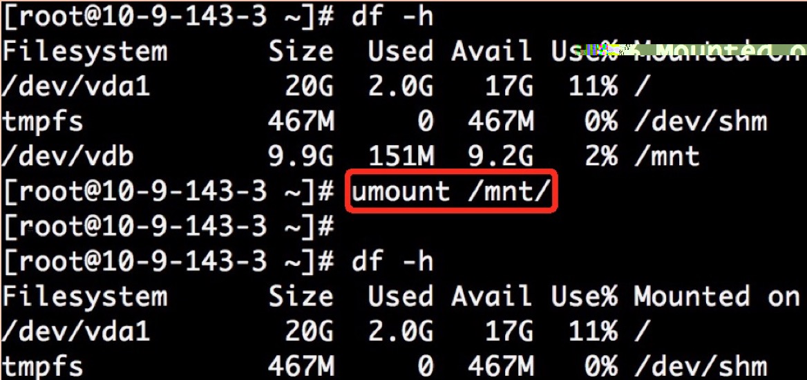 卸载云硬盘 云硬盘 UDisk_文档中心_UCloud中立云计算服务商